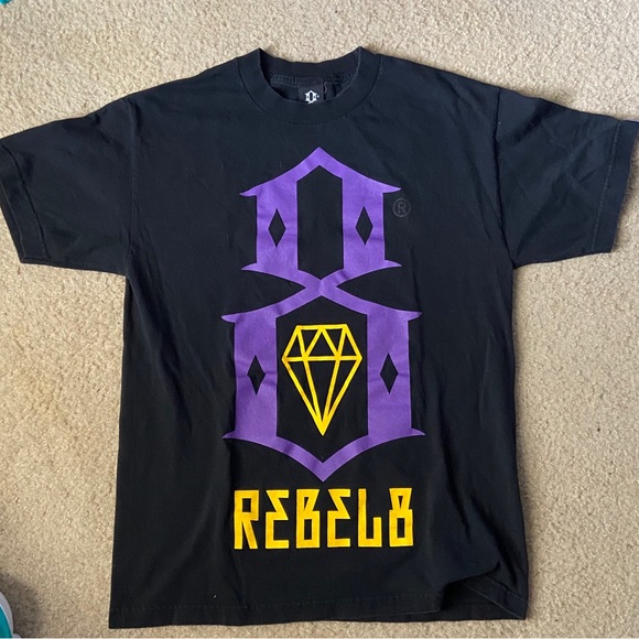 rebel eight | Shirts | Mens Rebel Eight Purple And Gold Logo Tshirt ...